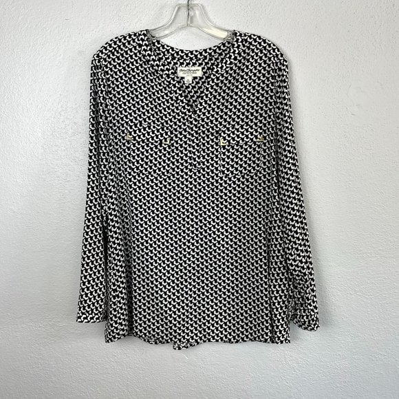 Norm Thompson | Tops | Norm Thompson Womens V Neck Semi Sheer Patterned ...